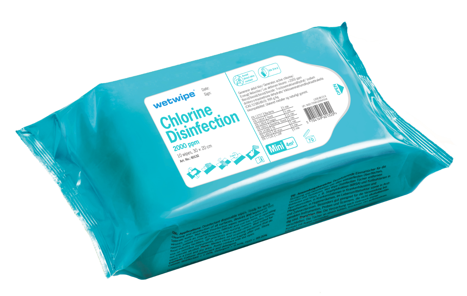 Wet Wipe Chlorine Disinfection 60152+60132 – Wetwipe